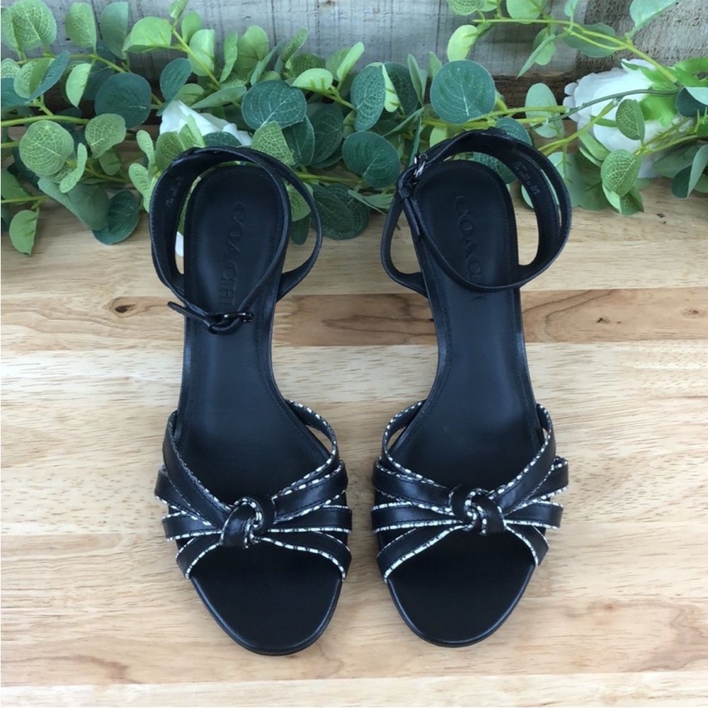 Coach Meg Black Leather Ankle Strap Heels (New) Comes… - Gem